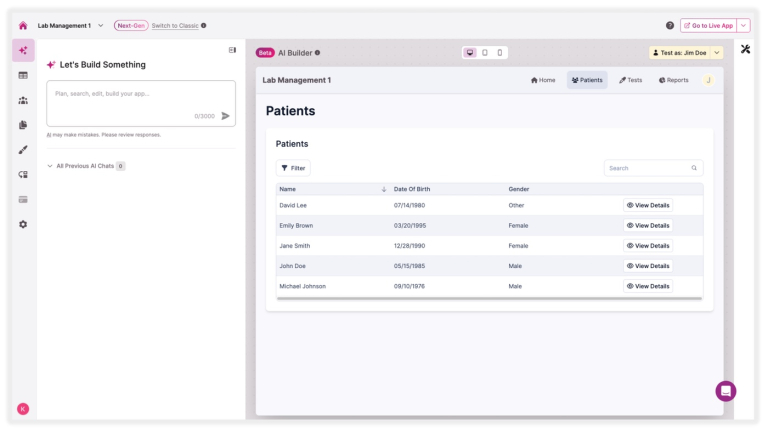 Test Laboratory Info Management software Template App | Knack
