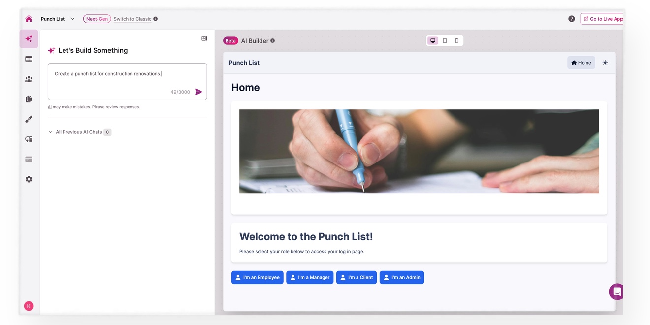 Free, Customizable Punch List Template App | Knack