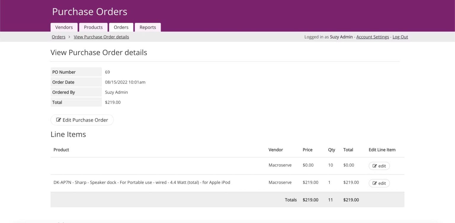 Free Purchase Order Template App | Knack