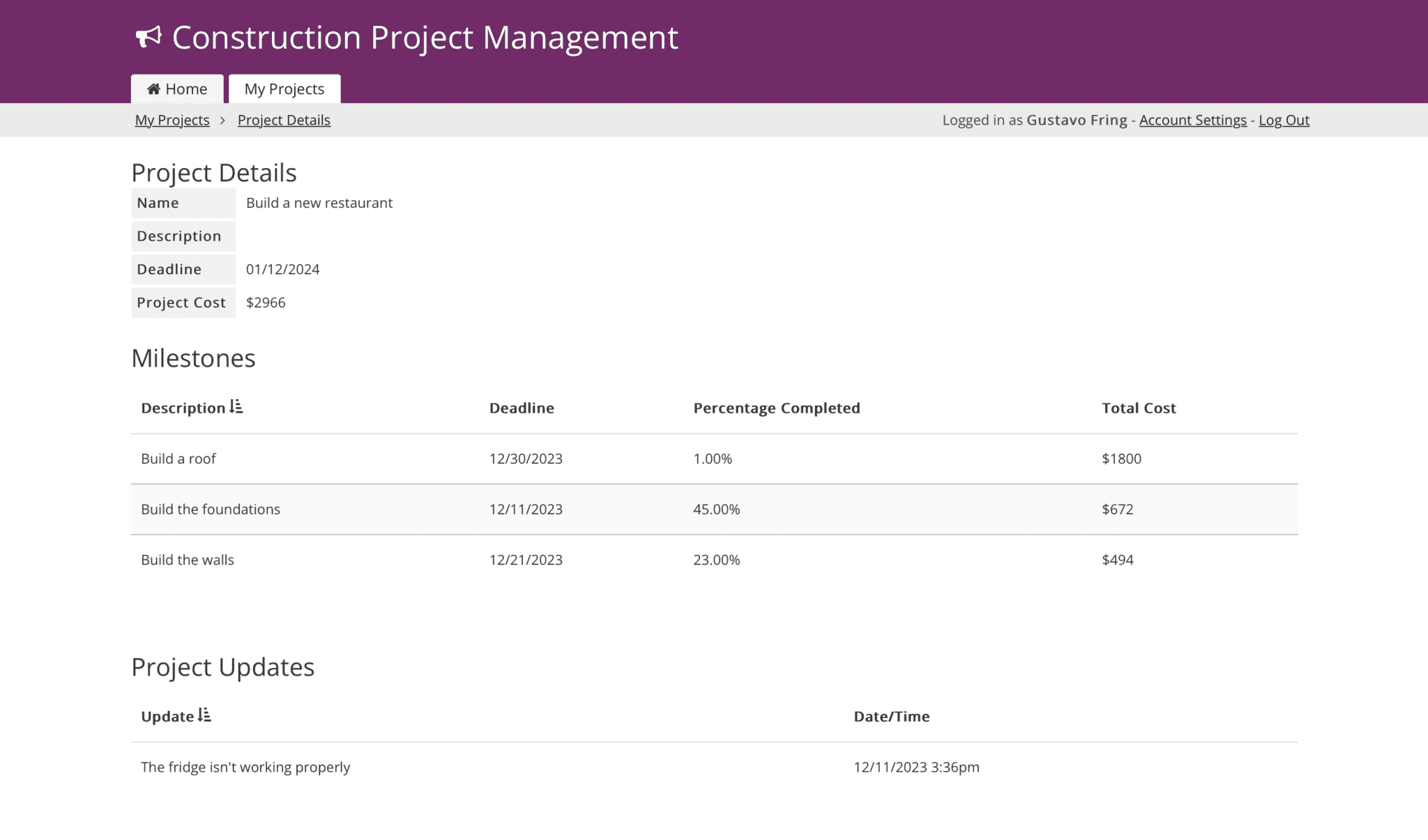 Free Construction Project Management App Template | Knack