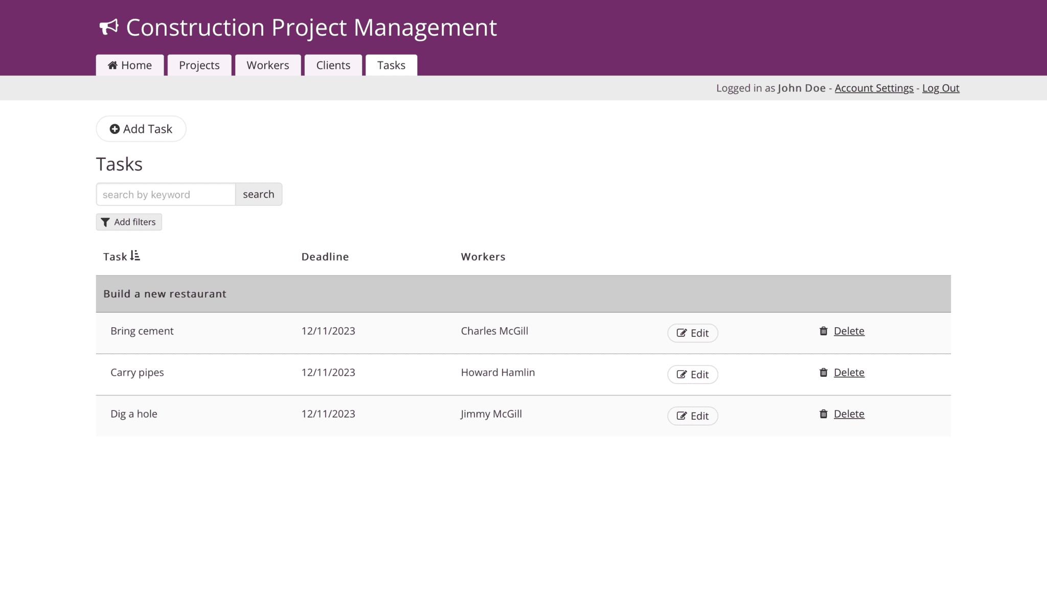 Free Construction Project Management App Template | Knack