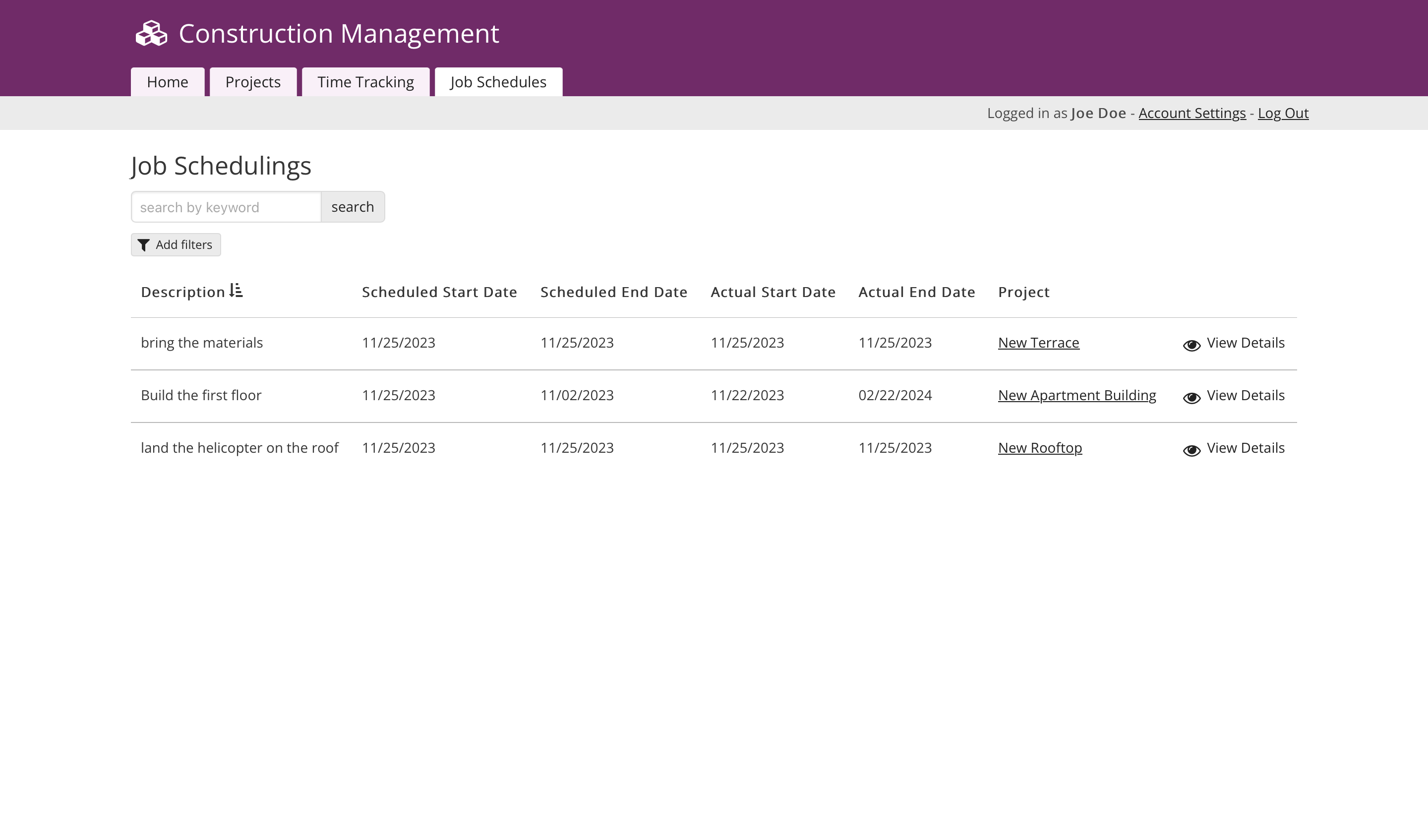 Free Construction Management Template App | Knack