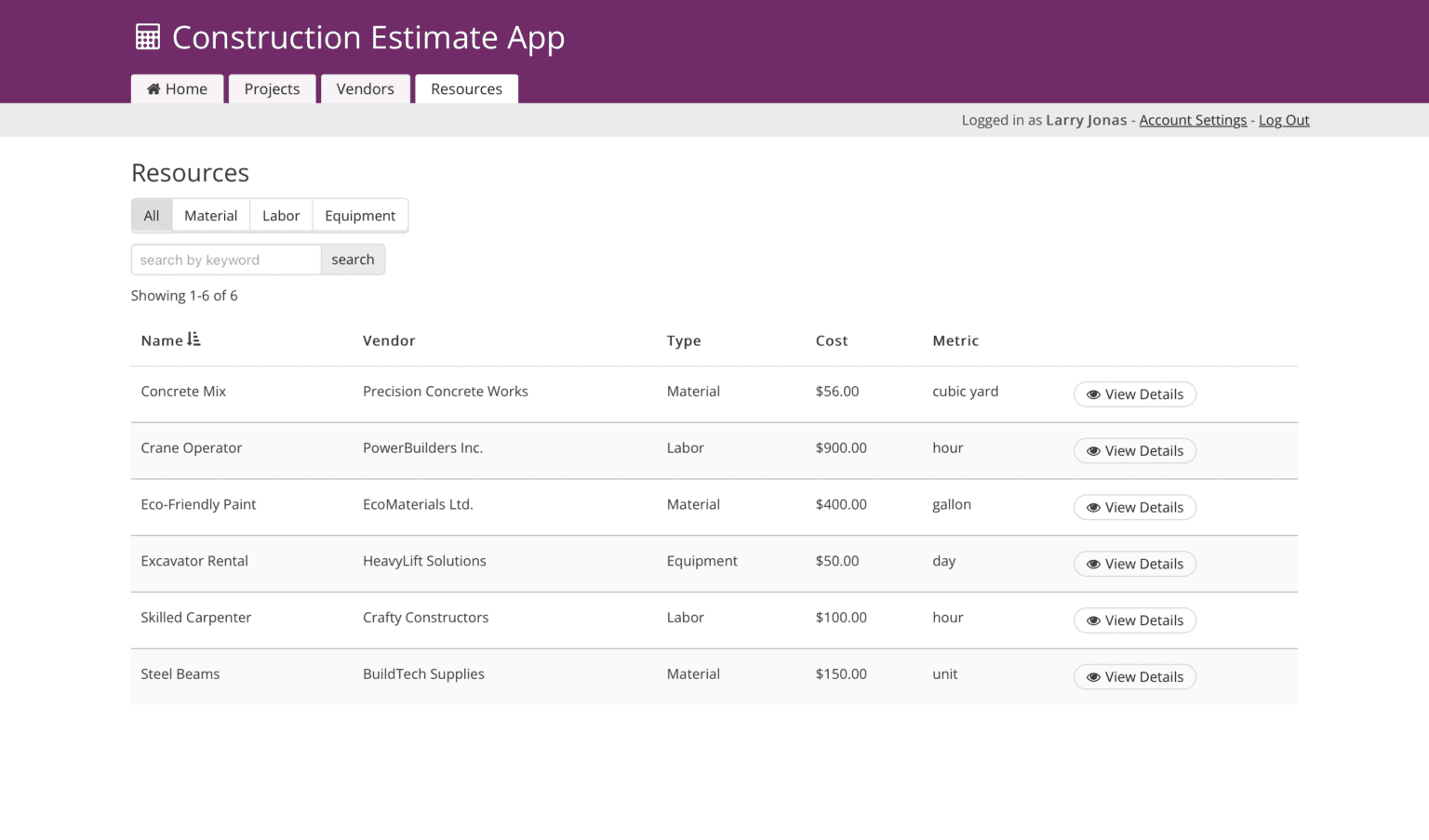 Free Construction Estimate App Template | Knack