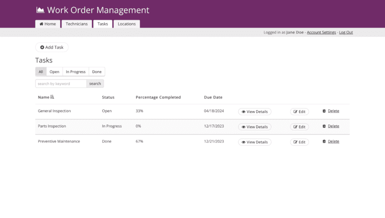 Free Work Order Template App | Knack