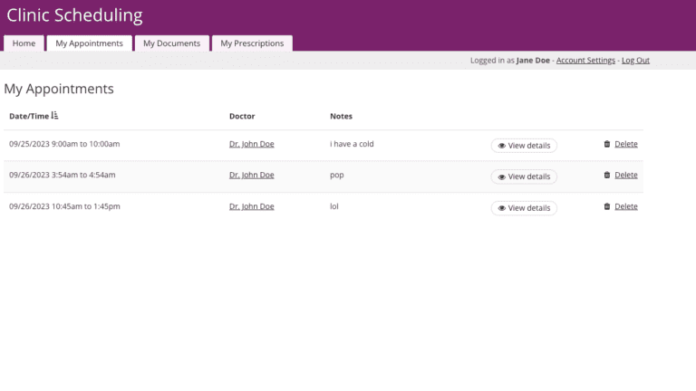 Free Patient Scheduling Template App | Knack