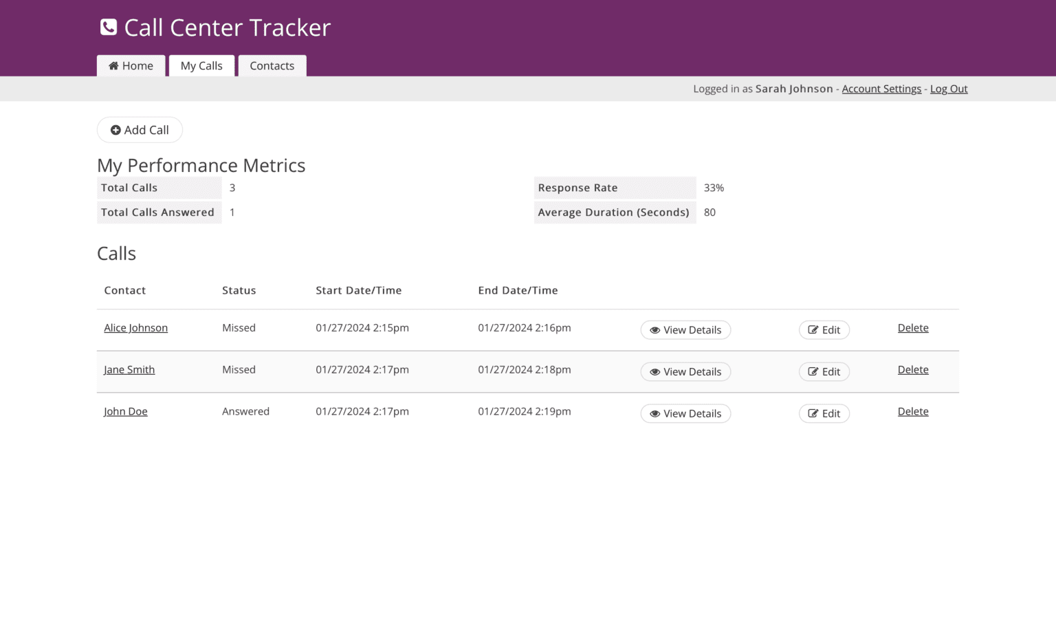 Free Call Center Tracker Template App | Knack