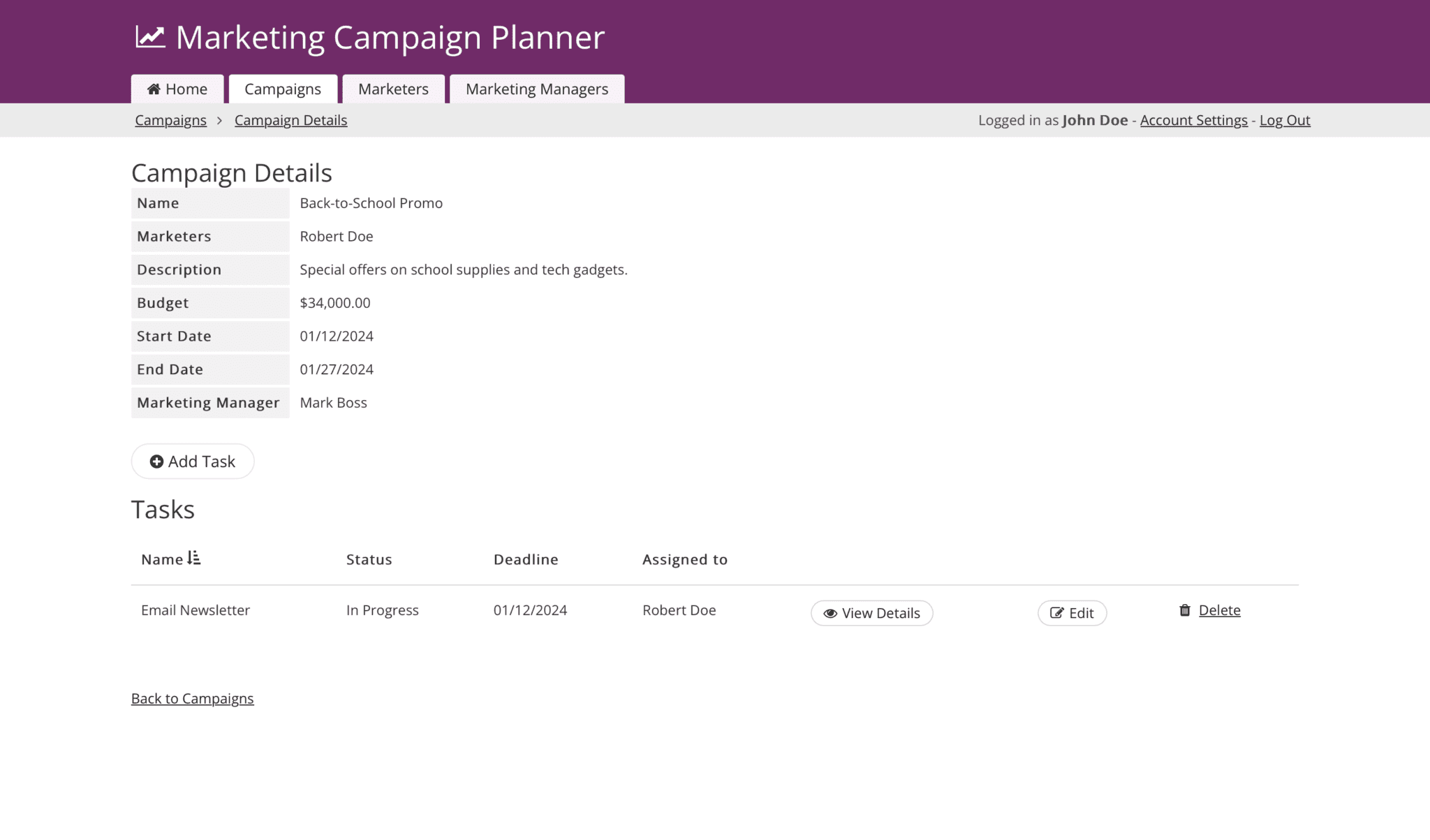 Free Marketing Campaign Planner App Template | Knack