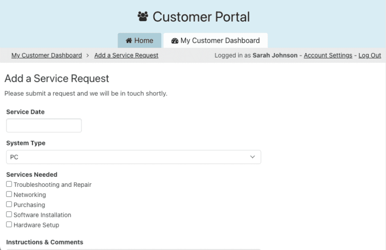 Free, Customizable Customer Portal Template App | Knack